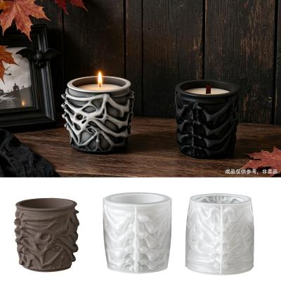 China 3D Bone Storage Jar Silicone Mold DIY Halloween Skeleton Aromatherapy Candle Cup Gypsum Mold for sale