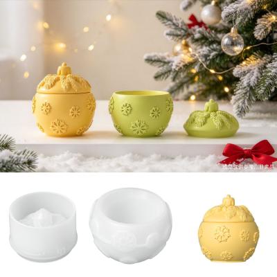 China Christmas Snowflake Spherical Storage Can Silicone Mold DIY Aromatherapy Gypsum Candle Cup Decoration Mold for sale