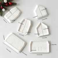 China Cross Border Christmas Gingerbread House Tray Silicone Mold DIY Relief Pattern House Plate Mold for sale