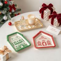 China Cross Border Christmas Gingerbread House Tray Silicone Mold DIY Relief Pattern House Plate Mold for sale