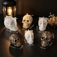 China Retro Carved Skull Silicone Mold Aromatherapy Candle Halloween Three-dimensional Pattern Skull Mold for sale