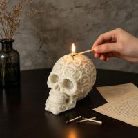 China Retro Carved Skull Silicone Mold Aromatherapy Candle Halloween Three-dimensional Pattern Skull Mold for sale