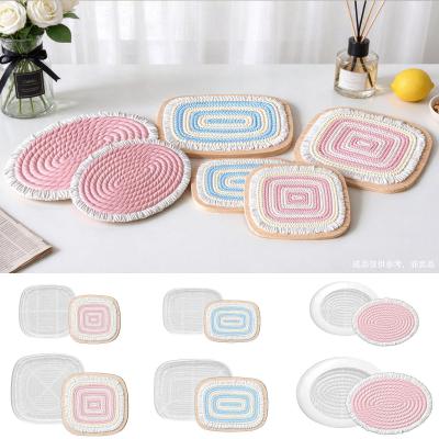 China Ins Woven Tassel Coaster Silicone Mold DIY Oval Square Gypsum Aromatherapy Pad Drip Glue Mold for sale