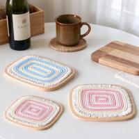 China Ins Woven Tassel Coaster Silicone Mold DIY Oval Square Gypsum Aromatherapy Pad Drip Glue Mold for sale