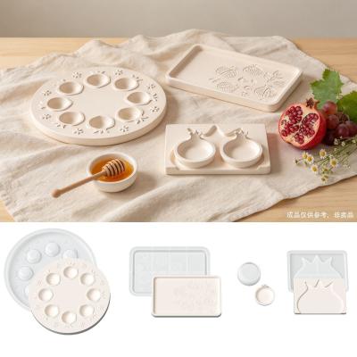 China Ins Style Pomegranate Relief Tray Silicone Mold DIY Porous Pomegranate Ornament Storage Box Mold for sale