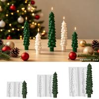 China Christmas Pine Aromatherapy Candle Silicone Mold 3D Long Christmas Tree Aromatherapy Gypsum Mold for sale