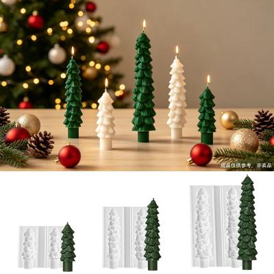 China Christmas Pine Aromatherapy Candle Silicone Mold 3D Long Christmas Tree Aromatherapy Gypsum Mold for sale