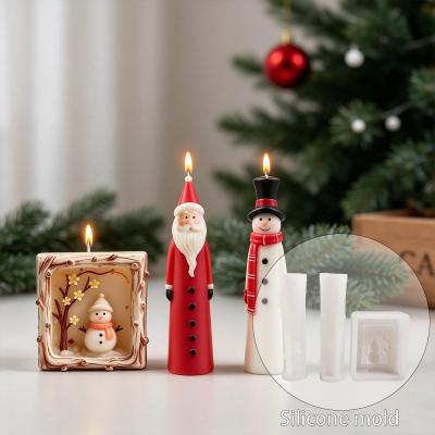 China Cross Border Santa Claus Snowman Photo Frame Silicone Mold DIY Aromatherapy Gypsum Ornament Candle Mold for sale