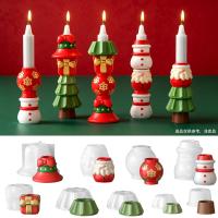China Santa Claus Snowflake Bell Bow Gift Box Christmas Tree Candlestick Pendulum Silicone Mold for sale