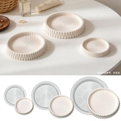 China Ins Style Pleated Lace Circular Tray Silicone Mold, Large, Medium, Small Storage Tray Decoration Gypsum Mold for sale
