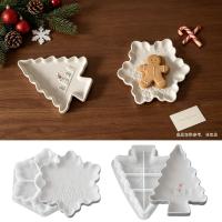 China Relief Pattern Christmas Tree Snowflake Tray Silicone Mold DIY Aromatherapy Gypsum Storage Tray Mold for sale