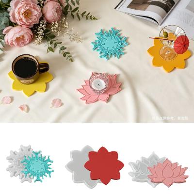 China Ins Wind Flower Lotus Snow Cup Mat Platform Silicone Mold DIY Aromatherapy Gypsum Dropping Mold for sale