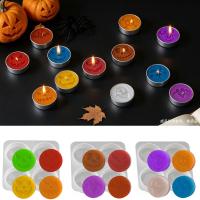 China New Halloween Four Panel Funny Face Ghost Bat Skull Pattern Candle Gypsum Silicone Mold for sale