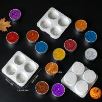 China New Halloween Four Panel Funny Face Ghost Bat Skull Pattern Candle Gypsum Silicone Mold for sale