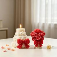 China 3D Butterfly Knot Rose Bundle Silicone Mold DIY Rose Three Layer Cake Aromatherapy Candle Mold for sale