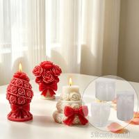 China 3D Butterfly Knot Rose Bundle Silicone Mold DIY Rose Three Layer Cake Aromatherapy Candle Mold for sale