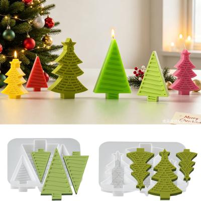 China Cross Border New Product Triple Christmas Tree Silicone Mold DIY Aromatherapy Gypsum Candle Christmas Decoration Mold for sale
