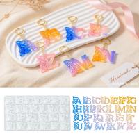 China Butterfly 26 English Letter Silicone Mold DIY Drip Resin Keychain Pendant Letter Mold for sale