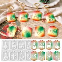 China Christmas Hollow Hanging Tag Silicone Mold, Reindeer Snowflake Christmas Tree Drip Glue Keychain Aromatherapy Sheet Mold for sale