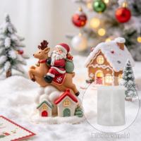 China Santa Claus Riding Reindeer Silicone Mold Aromatherapy Gypsum Candle Mold DIY Ornament Dropper Mold for sale