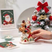 China Santa Claus Riding Reindeer Silicone Mold Aromatherapy Gypsum Candle Mold DIY Ornament Dropper Mold for sale