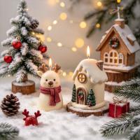 China Christmas Gingerbread Man Deer House Aromatherapy Candle Silicone Mold DIY Gypsum Dropping Pendant Mold for sale