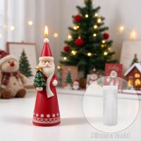 China 3D Santa Claus Tree Hugging Silicone Mold DIY Aromatherapy Candle Ornament Drip Plaster Mold for sale