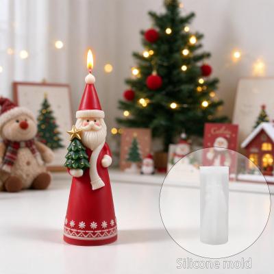 China 3D Santa Claus Tree Hugging Silicone Mold DIY Aromatherapy Candle Ornament Drip Plaster Mold for sale