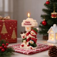 China Happy Christmas Road Sign Snowman Silicone Mold Deer Penguin Aromatherapy Candle Gypsum Mold for sale