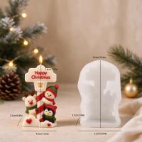 China Happy Christmas Road Sign Snowman Silicone Mold Deer Penguin Aromatherapy Candle Gypsum Mold for sale
