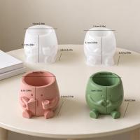 China Bixin Reading Cartoon Character Flower Pot Mold DIY Aromatherapy Gypsum Candle Cup Flower Utensil Silicone Mold for sale