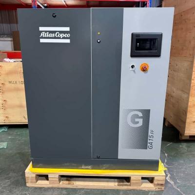 China Atlas Copco GA15FF Rotary Screw Air Compressor 15 kW 20 HP with Integrated Dryer 99 CFM for sale