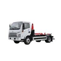 China Eco Friendly Waste Management Solution Yuejin's Pure Electric Green Card Hook Arm Garbage Truck for sale