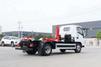 China Eco Friendly Waste Management Solution Yuejin's Pure Electric Green Card Hook Arm Garbage Truck for sale