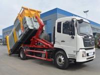 China Dongfeng 5 Ton Hydraulic Lifter Hook Lift Waste Roll on Roll off Dumpster Truck With Bin Garbage Truck for sale