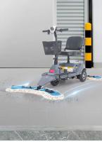 China Real 3 Wheels Ride on Floor Sweepers Sweeping Machine Cleaning Mobility Scooter With Pushing Driving Mop Dust Cart for sale