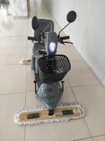 China Real 3 Wheels Ride on Floor Sweepers Sweeping Machine Cleaning Mobility Scooter With Pushing Driving Mop Dust Cart for sale