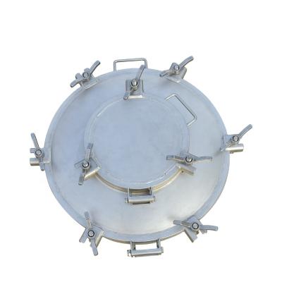 China Check Material DN500 Double-layer Small Stainless Steel Quick-open Manhole Cover for Tank Truck for sale