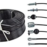 China Black 5mm 6mm Gym Cable 7*19 PU Coated Steel Wire Rope For Fitness Equipment for sale
