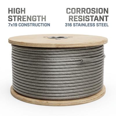 China Architectural 1x19 316 Stainless Steel Wire Rope 2-12mm Cable for Facade Canopy Structure for sale
