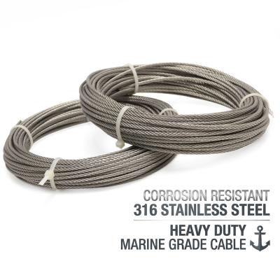 China 316L Stainless Steel Wire Rope 7x19 4-14mm Marine Grade Offshore Fishing for Mooring Rope for sale
