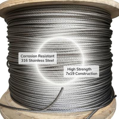 China 7x19 T316 Black Oxide Stainless Steel Wire Rope 4.8mm Cable for Garden Trellis Railing for sale