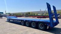 China 80T Lowbed Trailer Transport Construction Machinery Equipment Such As Excavator Wheel Loader Bulldozer for sale