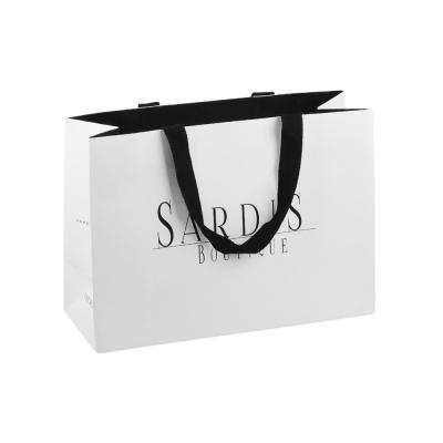 China OEM Clothing Paper Packaging Bags With Ribbon Handle 40 X 12 X 30cm for sale