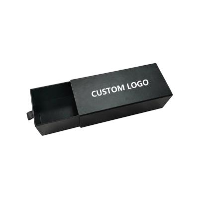 China Gray Board Drawer Eyewear Packaging Box Black Color With Ribbon Handle for sale