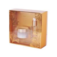 China Brown Color Skincare Cosmetic Packing Box With Clear Window for sale