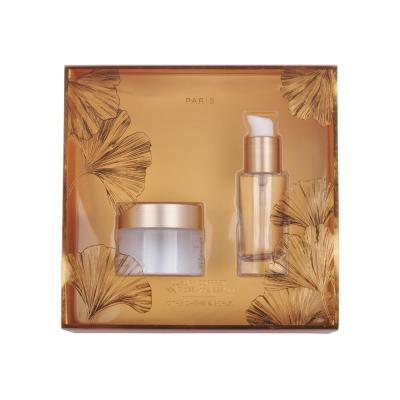 China Brown Color Skincare Cosmetic Packing Box With Clear Window for sale