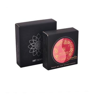 China Foil Stamping Cosmetic Packing Box Black Color For Loose Powder Packaging for sale