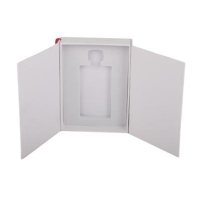China Stripes Texture Cardboard Perfume Packing Box With Gold Printing Double Door for sale