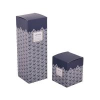 China Blue Printing Paper Perfume Packing Box With Auto Lock Bottom 8x8x20cm for sale